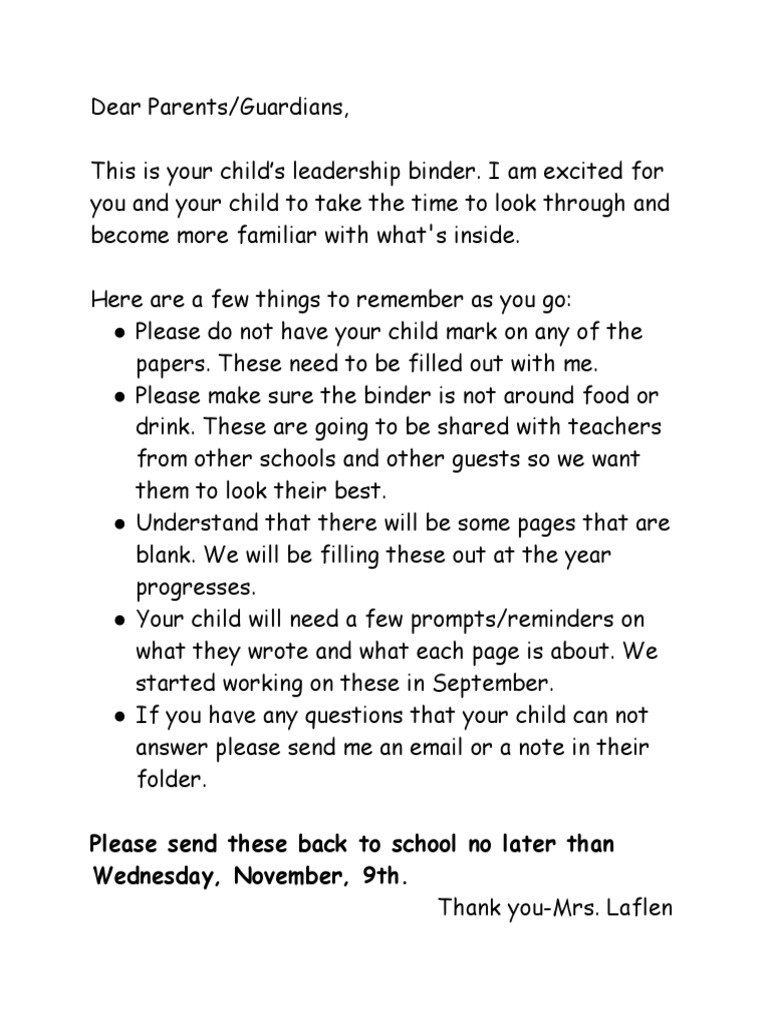 ParentLetterLIMBinder PDF | PDF