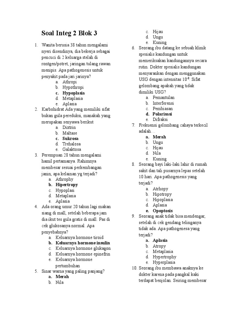 Soal Integ 2 Blok 3 | PDF
