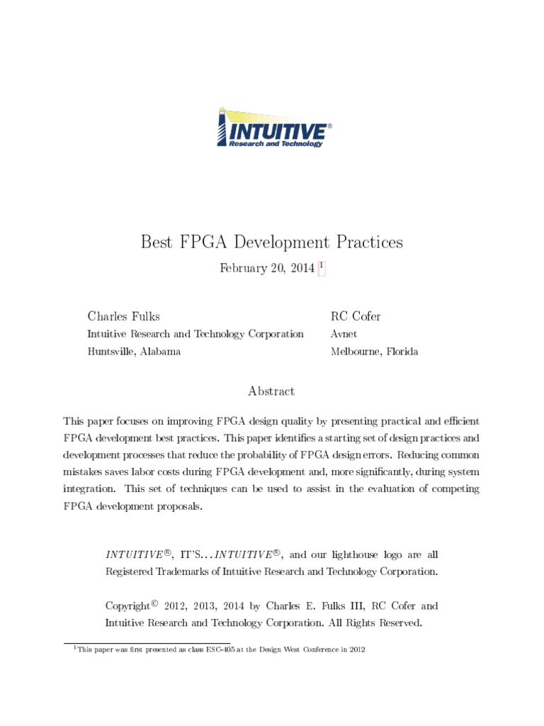 Best FPGA Development Practices 2014-02-20 | PDF | Hardware Description ...