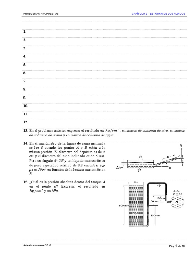 Cap2 Problemas | PDF | Medida de presión | Presión