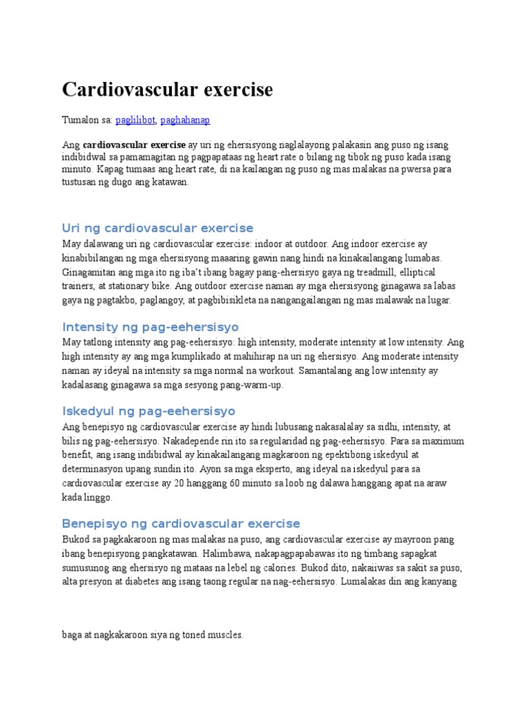 Cardiovascular Exercise | PDF