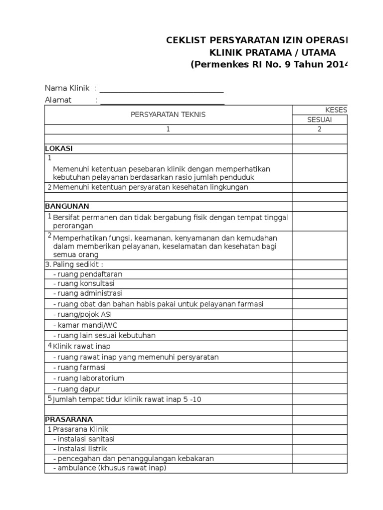Ceklis Klinik OK | PDF