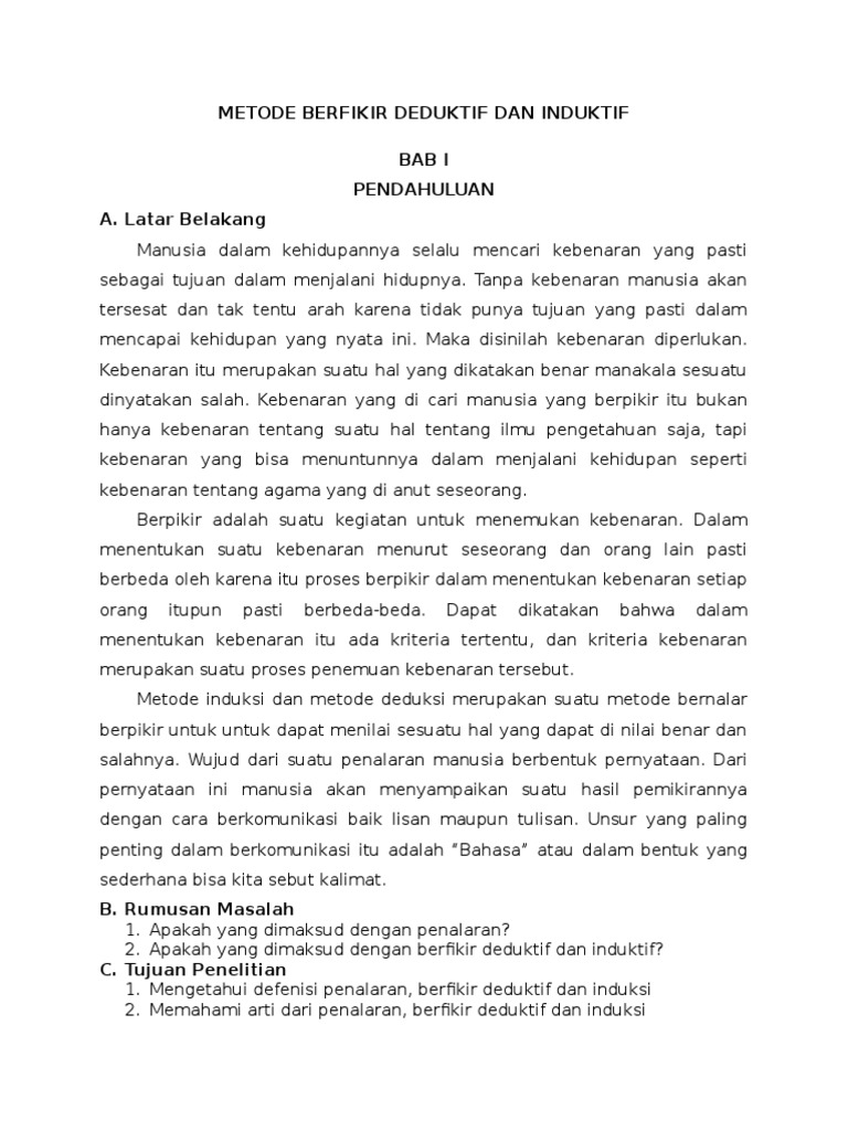 Metode Berfikir Deduktif Dan Induktif (Fix) | PDF