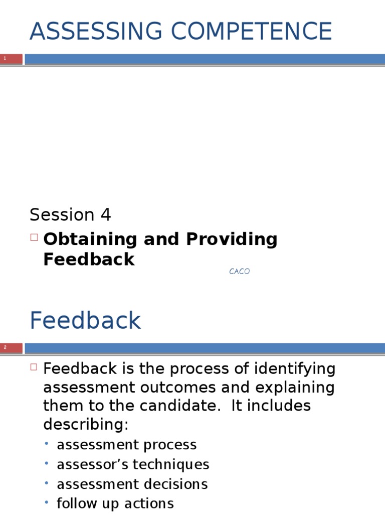 Assessing Competence: Obtaining and Providing Feedback | PDF ...