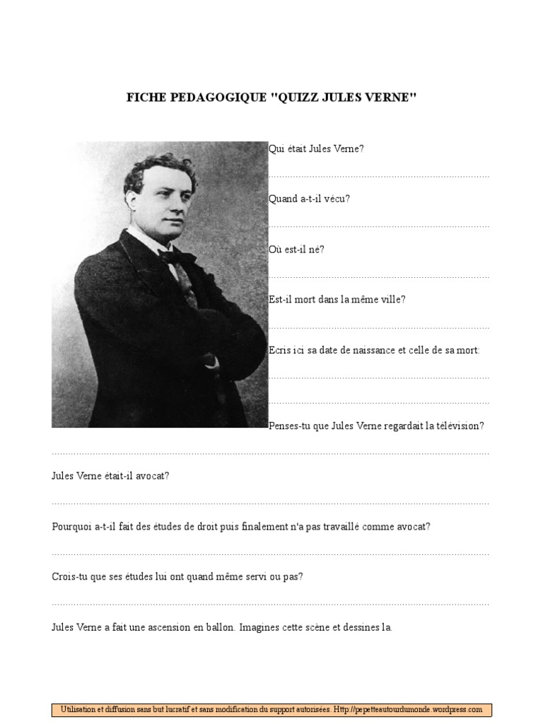 Fiche Jules Verne Quizz | PDF