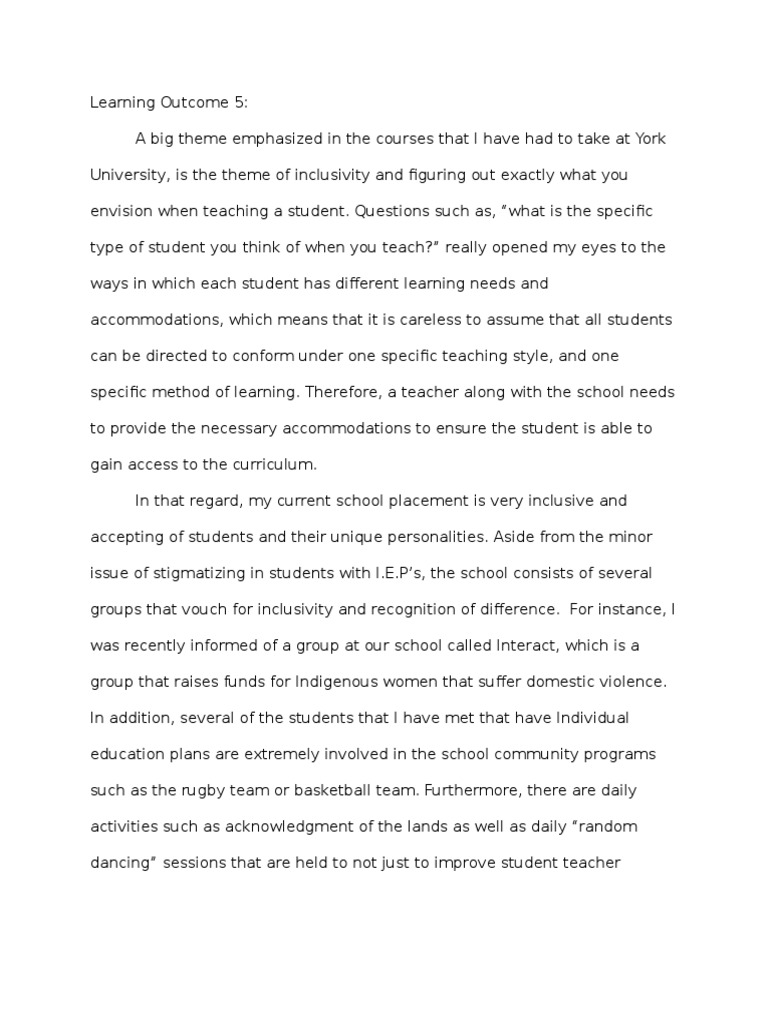 Learning Outcome 5 Pdf Classroom Management Quality Of Life