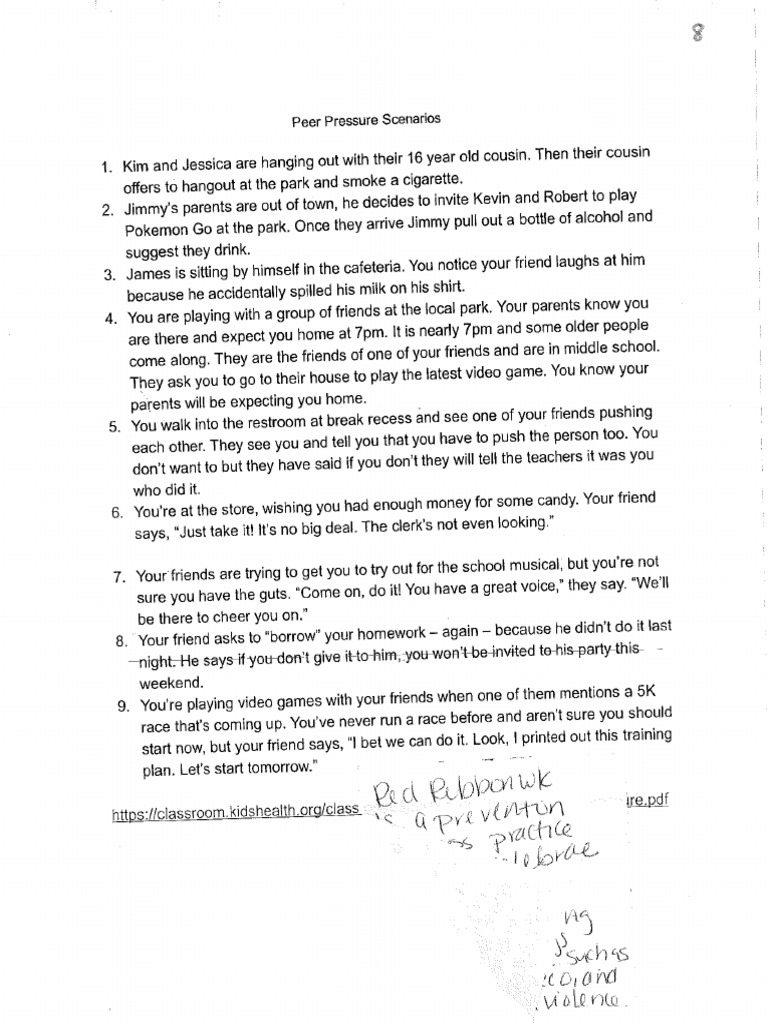 peer pressure scenarios