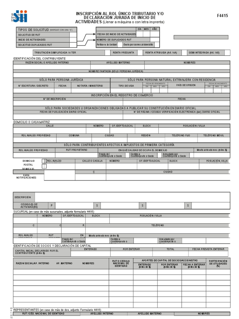 Inscripción Al Rol Único Tributario Y/O Declaración Jurada de Inicio de ...