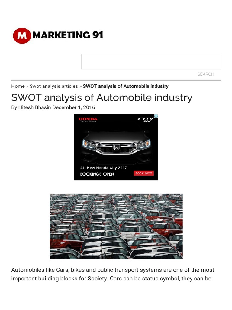 SWOT Analysis of Automobile Industry | Car | Fuel Economy In Automobiles
