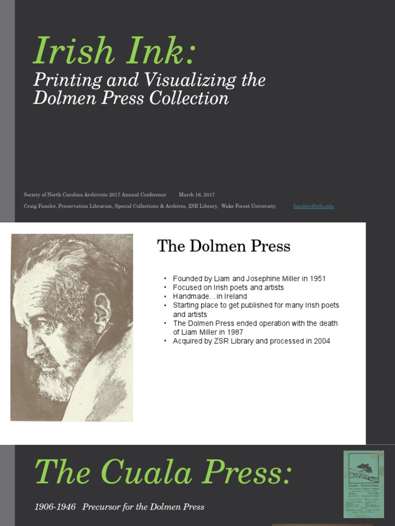 Irish Ink: Printing and Visualizing The Dolmen Press | PDF | W. B ...
