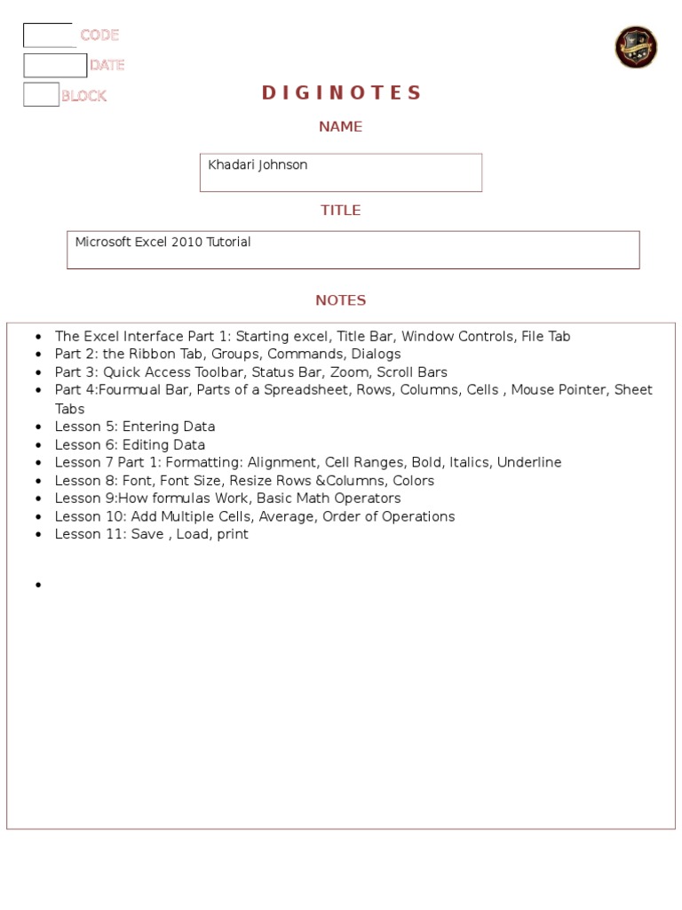 Digi Notes | PDF | Spreadsheet | Graphical User Interfaces