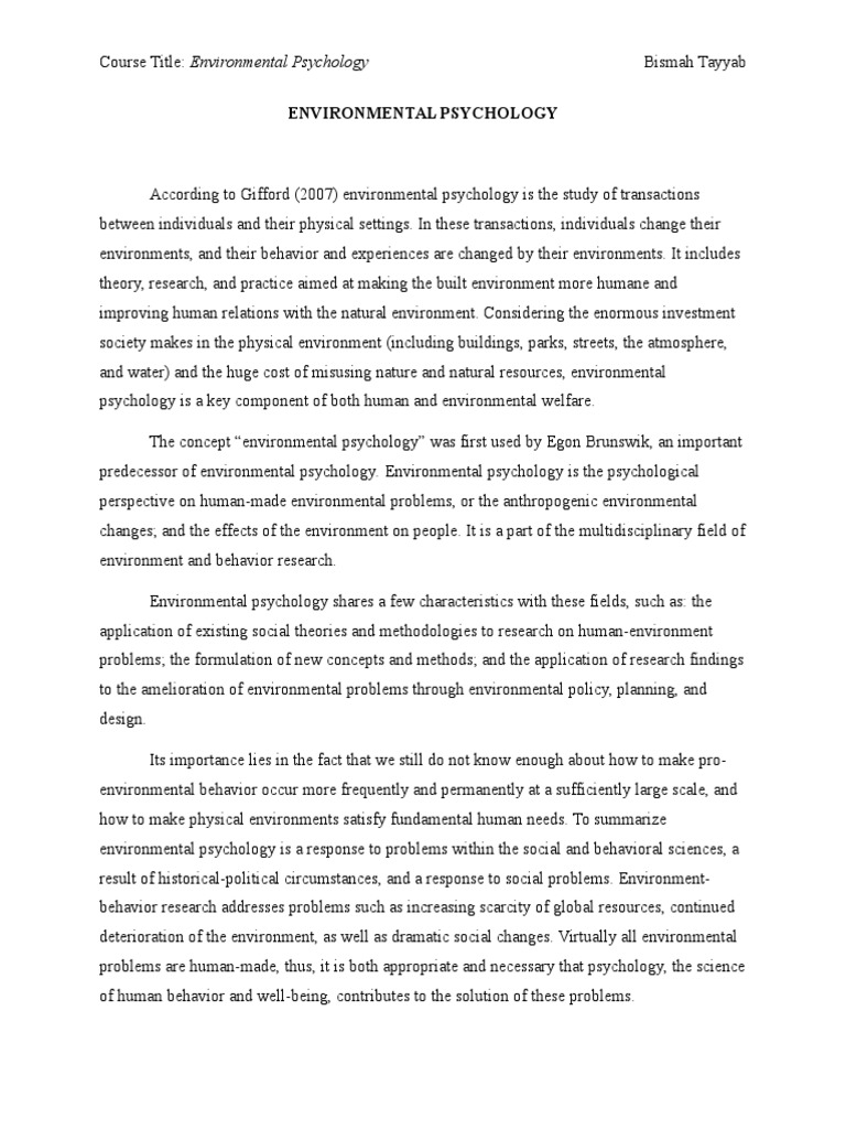 Environmental Psychology | PDF