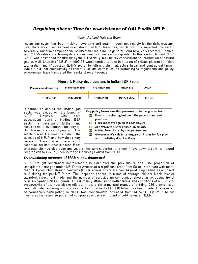 NELP to OALP: Evolving India's Gas Policy | PDF | Nature | Economies
