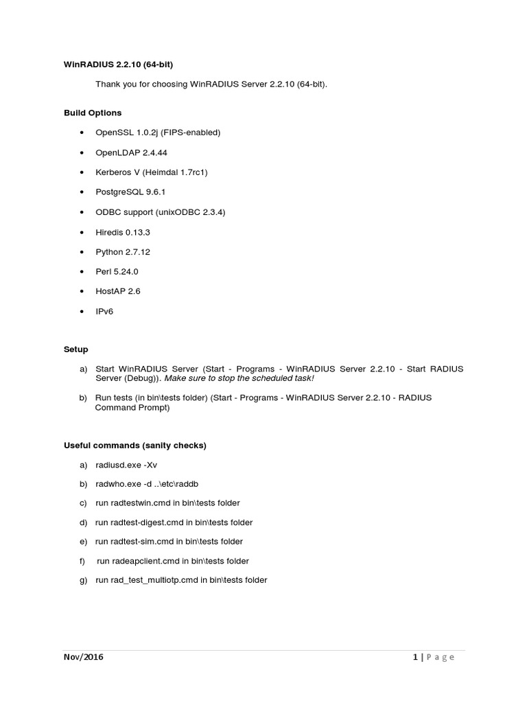 WinRADIUS 2.2.10 Setup Guide | PDF | Microsoft Sql Server | Radius