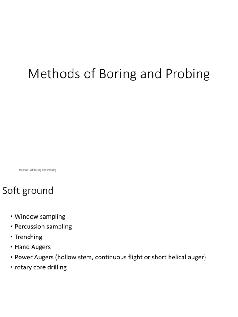 Methods of Boring and Probing | PDF | Geotechnical Engineering | Civil ...