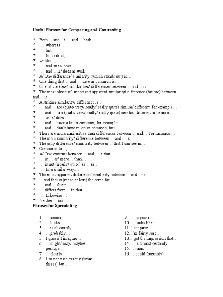 FCE Comparing and Contrasting | PDF