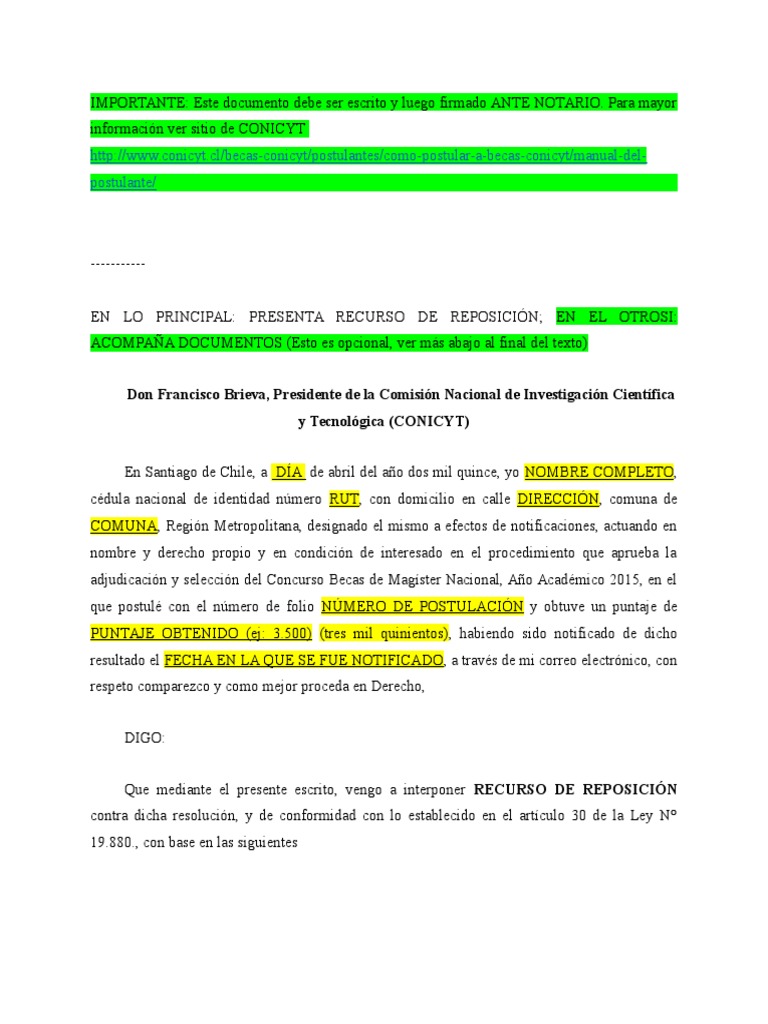Recurso de Reposición TIPO | PDF | Gobierno | Science