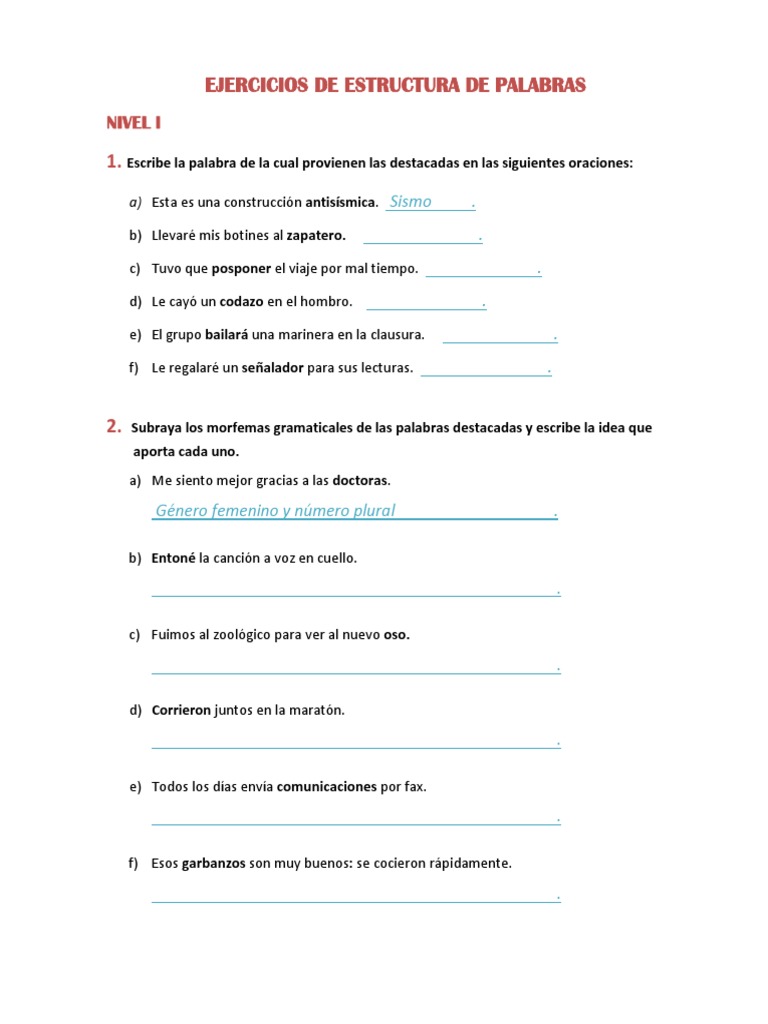 Estructuras de Las Palabras | PDF | Lingüística | Sintaxis