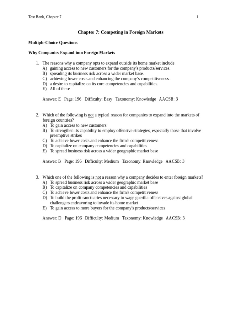 TB ch07 | PDF | Strategic Management | Exports
