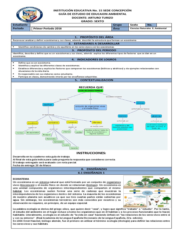 Guia de Estudio Ecosistemas Sexto Concepcion
