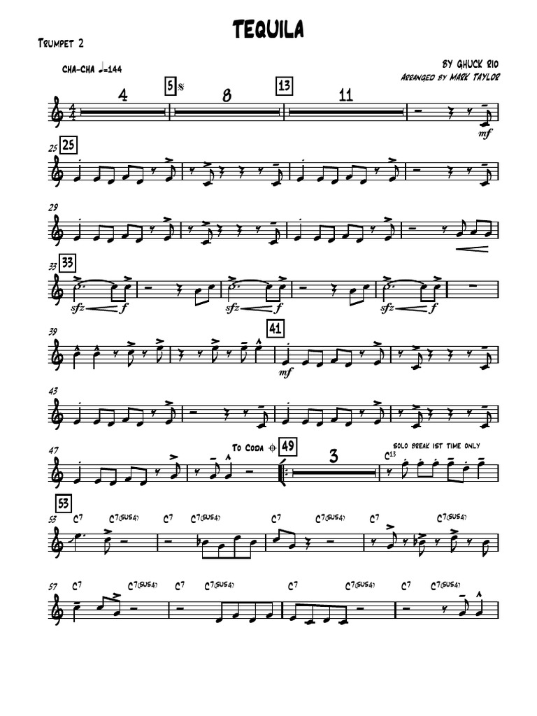 Trumpet Arrangement for Tequila | PDF
