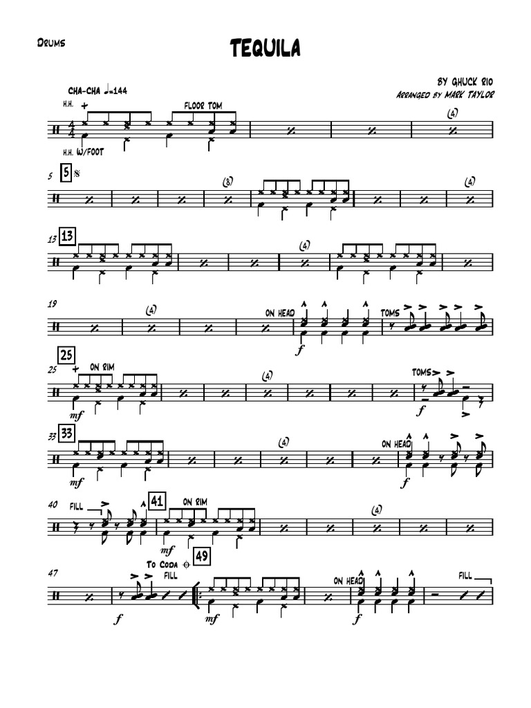 Tequila Drums PDF | PDF | Percussion Instruments | Drumming