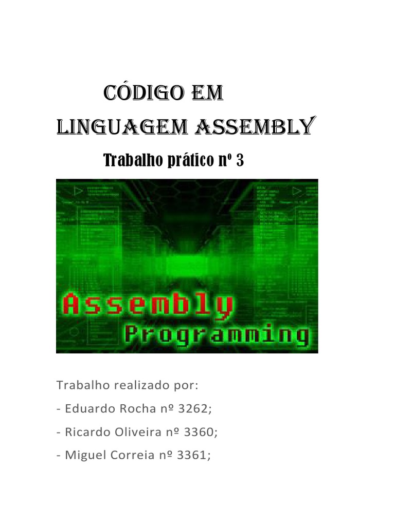 Código em Linguagem Assembly | PDF | Linguagem Assembly | Programas