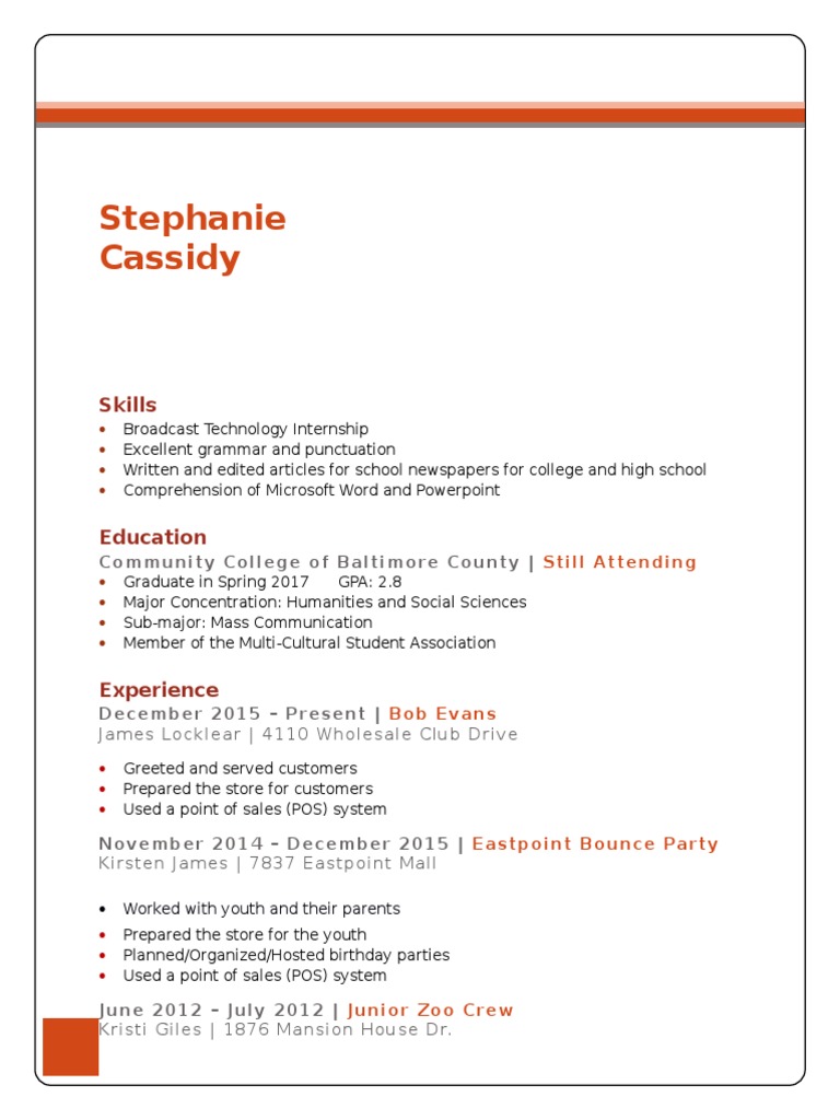 Stephanie Cassidy: Skills | PDF | Wellness