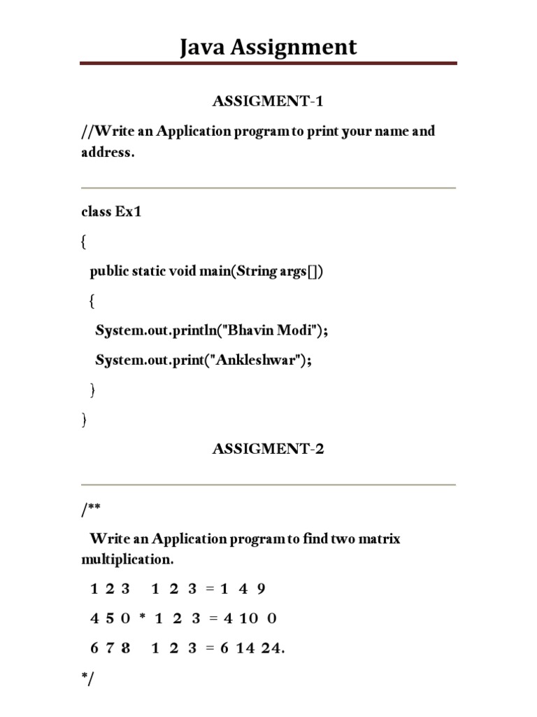 Java Assigment | PDF | Method (Computer Programming) | C (Programming Language)