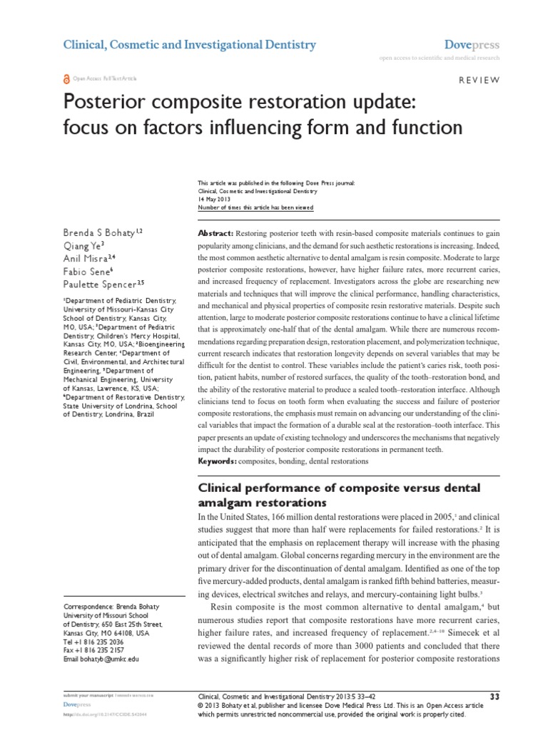 Posterior Composite Restoration Update | Download Free PDF | Dental ...