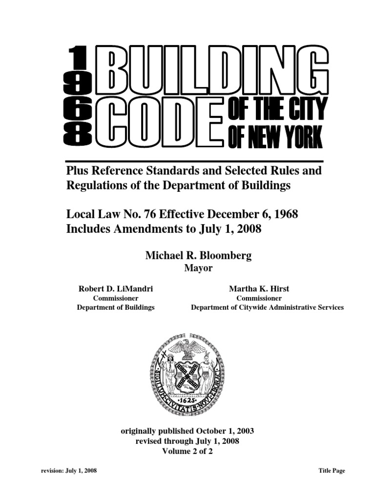 NYC 1968 Building Code v2 | PDF | National Institute Of Standards And ...