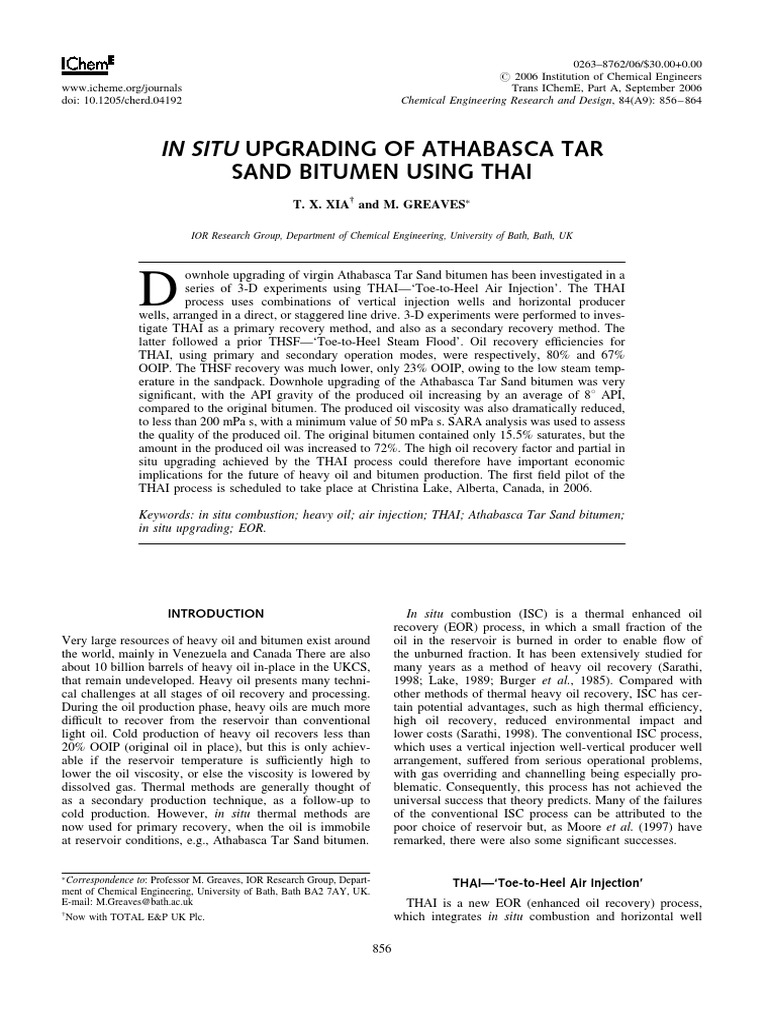 In situ upgrading of heavy oil using THAI process | PDF | Oil Sands ...