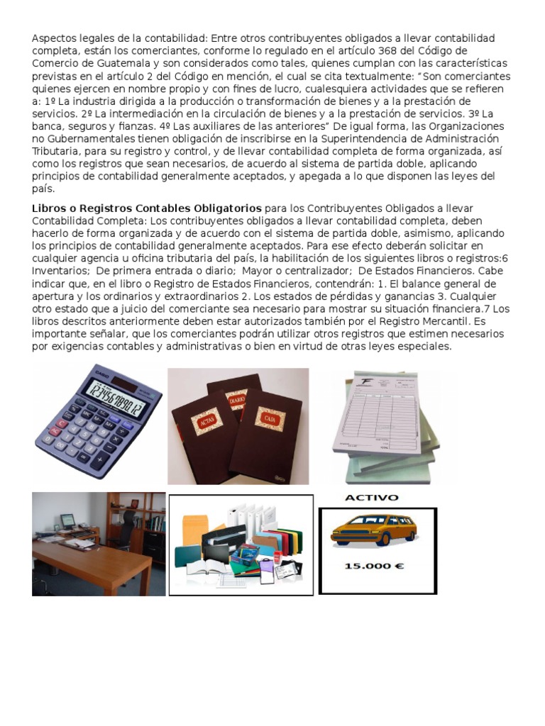 Aspectos Legales de La Contabilidad | Contabilidad | Bienes (Ley)