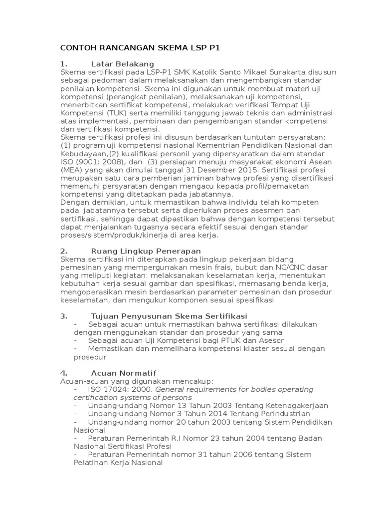 Contoh Rancangan Skema LSP p1 | PDF