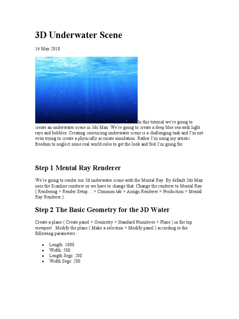 3D Underwater Scene: Step 1 Mental Ray Renderer | Download Free PDF | Rendering (Computer ...