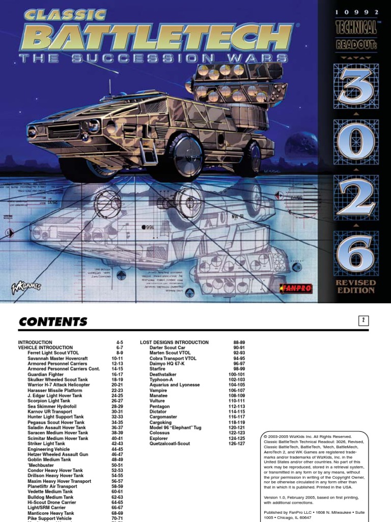 Battletech 10992 - Technical Readout 3026 Revised-OEF PDF | PDF | Infantry | Wars & Military