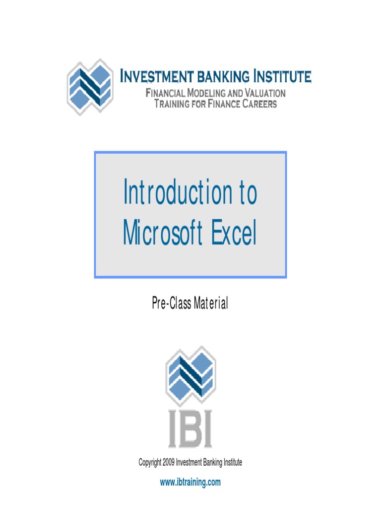 Introduction To Microsoft Excel: Pre-Class Material | PDF | Microsoft ...