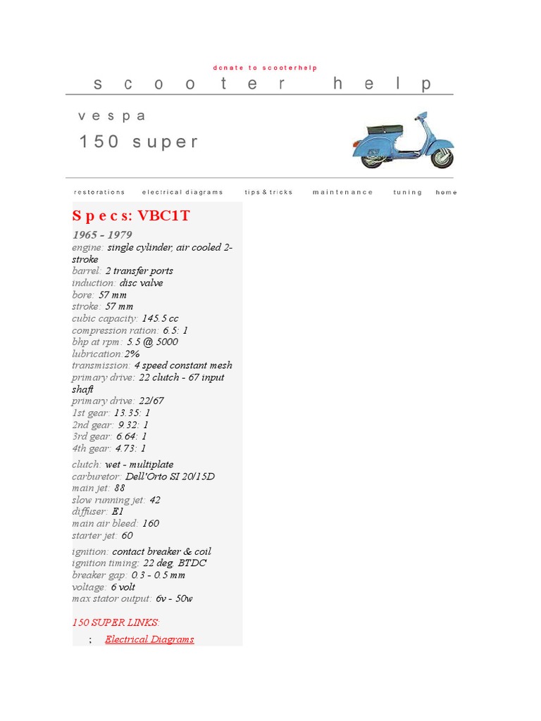 Vespa 150 Super VBC1T | PDF