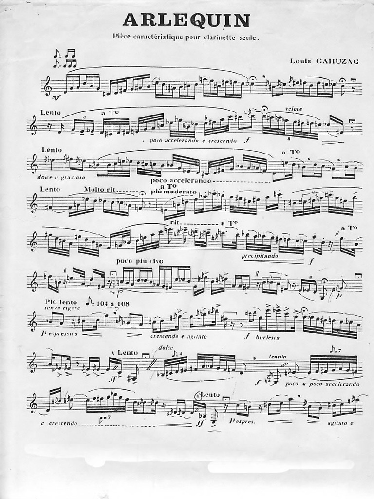 Cahuzac, Louis - Arlequin for Clarinet Solo.pdf