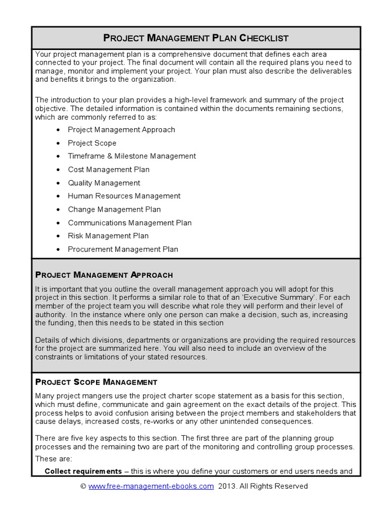 Fme Project Management Plan Checklist | PDF | Project Management | Risk