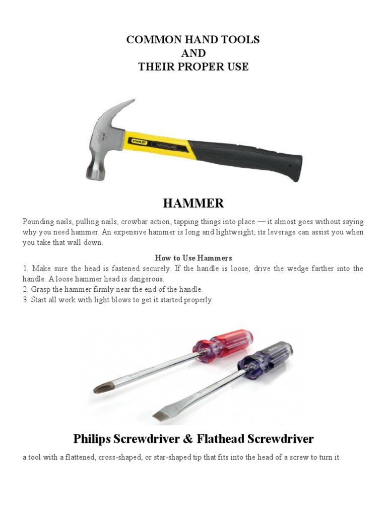 Common Hand Tools | PDF | Hammer | Screw