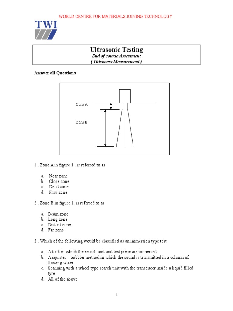 Ultrasonic Testing: Answer All Questions | PDF