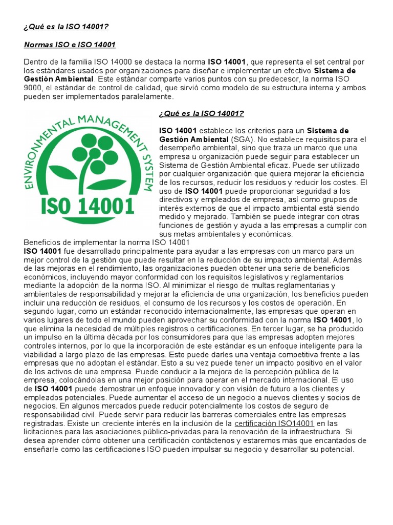 Qué Es La ISO 14001 | PDF