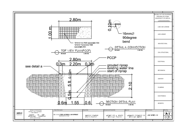 Top View Plan (PCCP) Detail A Connection: 1:80 M. Scale | PDF | Nature