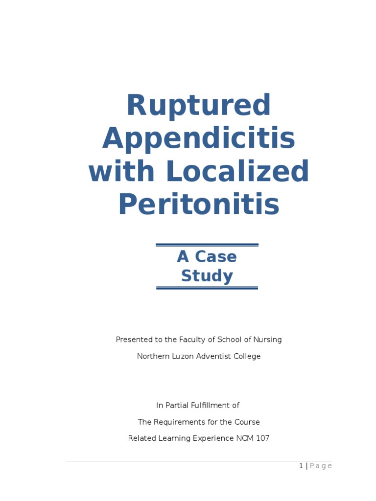 Appendicitis (Case Study) | PDF | Diseases And Disorders | Medicine