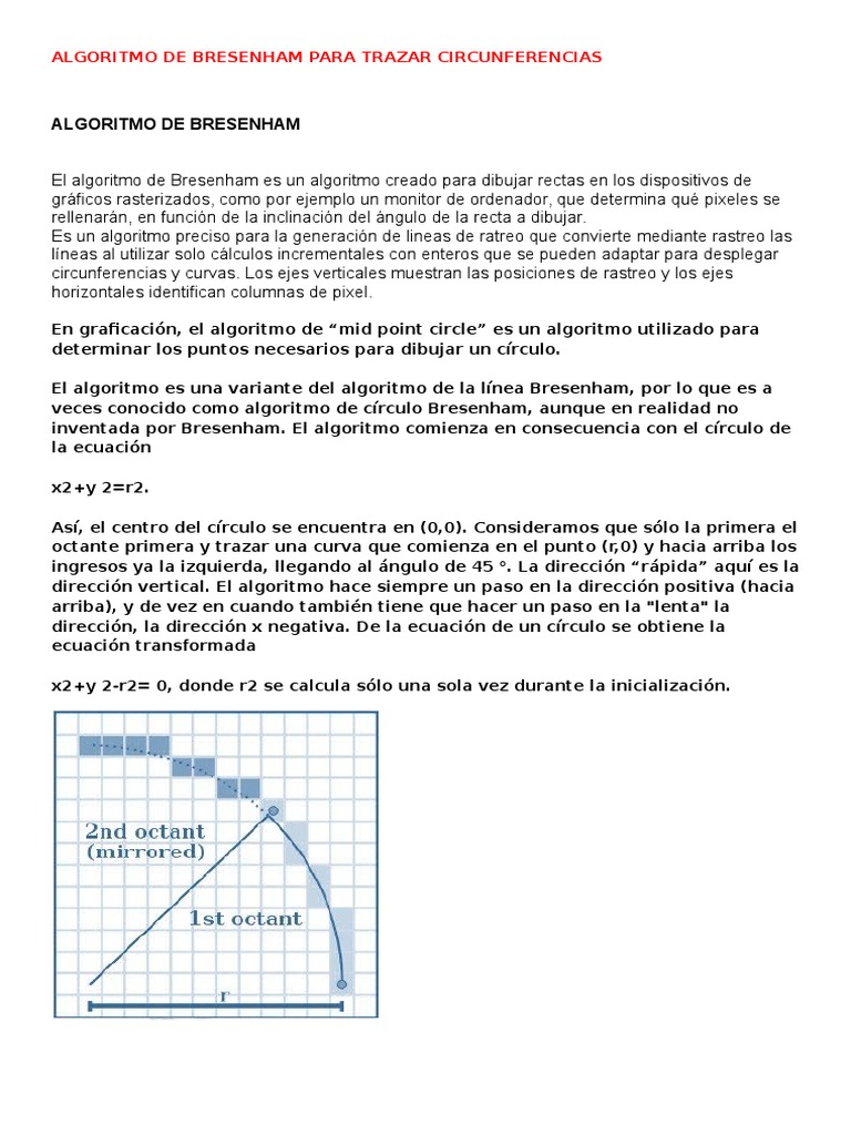 Algoritmo de Bresenham para Trazar Circunferencias | PDF