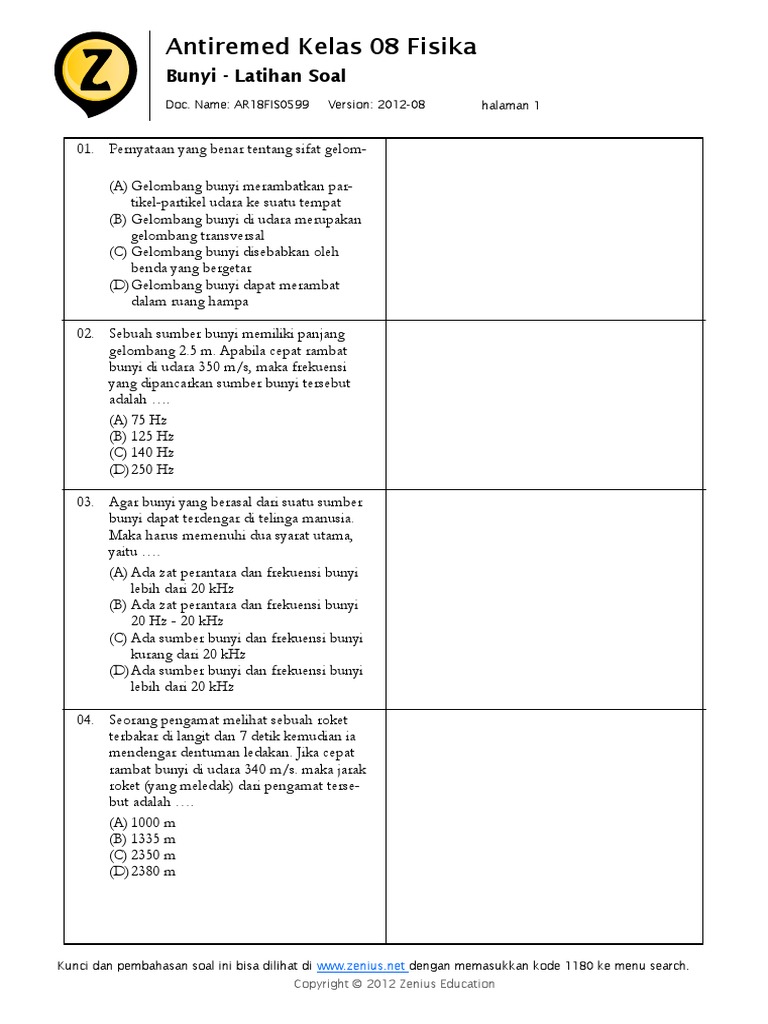 Latihan Bunyi | PDF | Metode & Bahan Ajar | Sains & Matematika