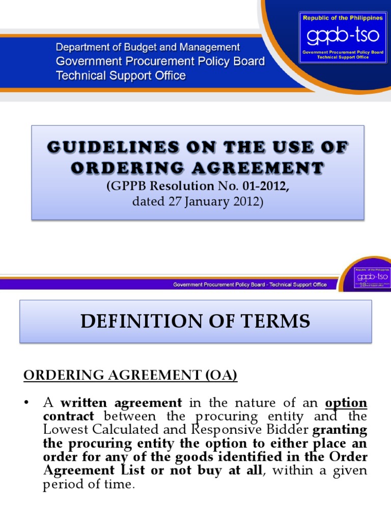 Ordering Agreement Guidelines (CAO) | PDF | Procurement | Option (Finance)