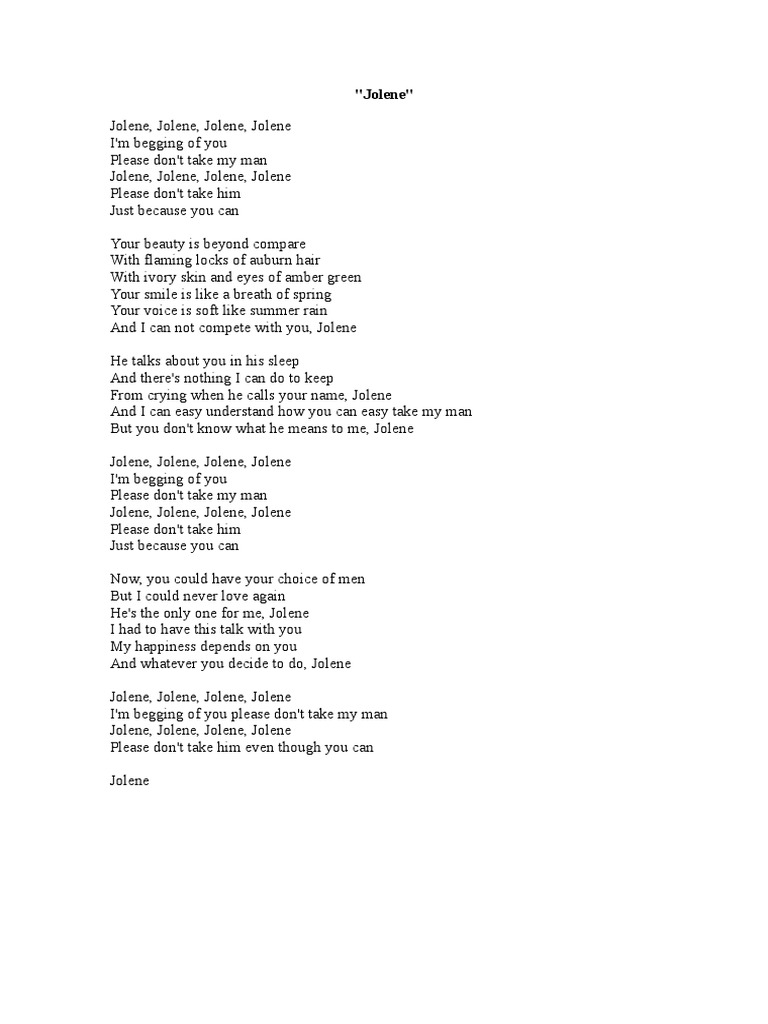 Jolene Lyrics