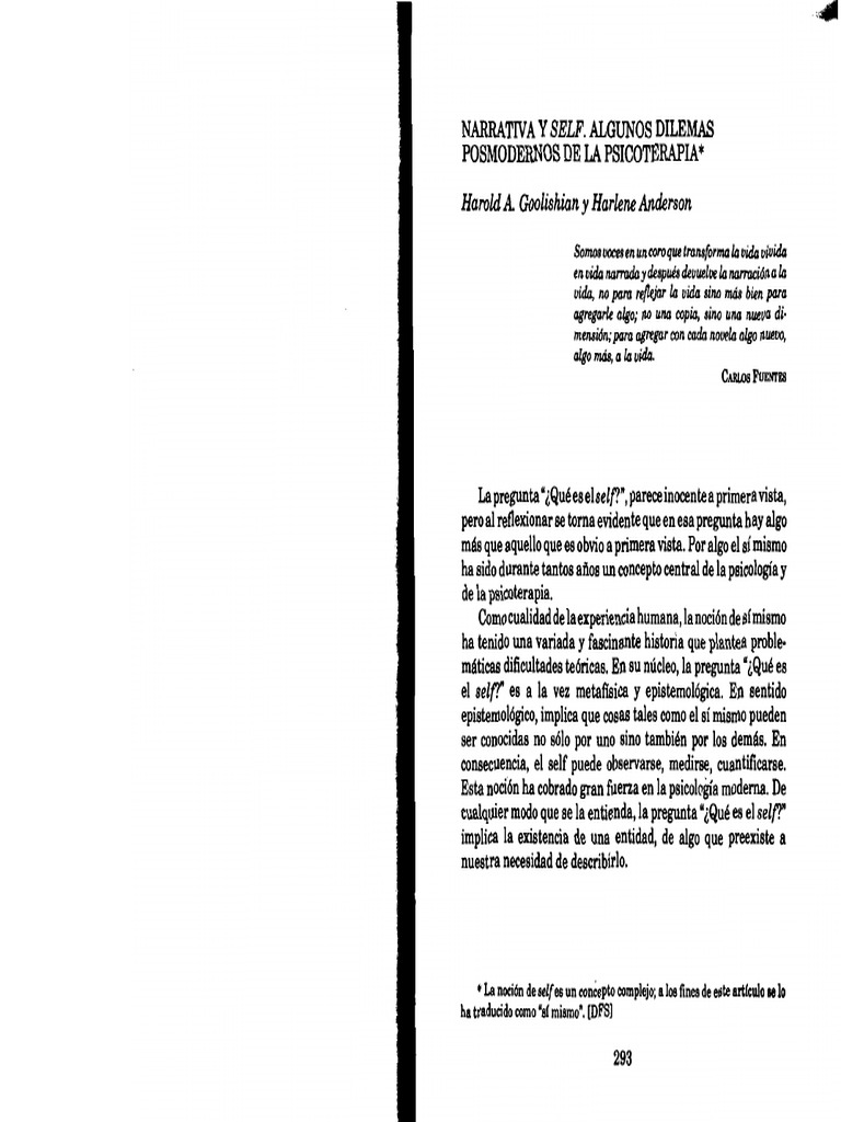 Goolishian y Anderson - Narrativas y Self PDF | PDF